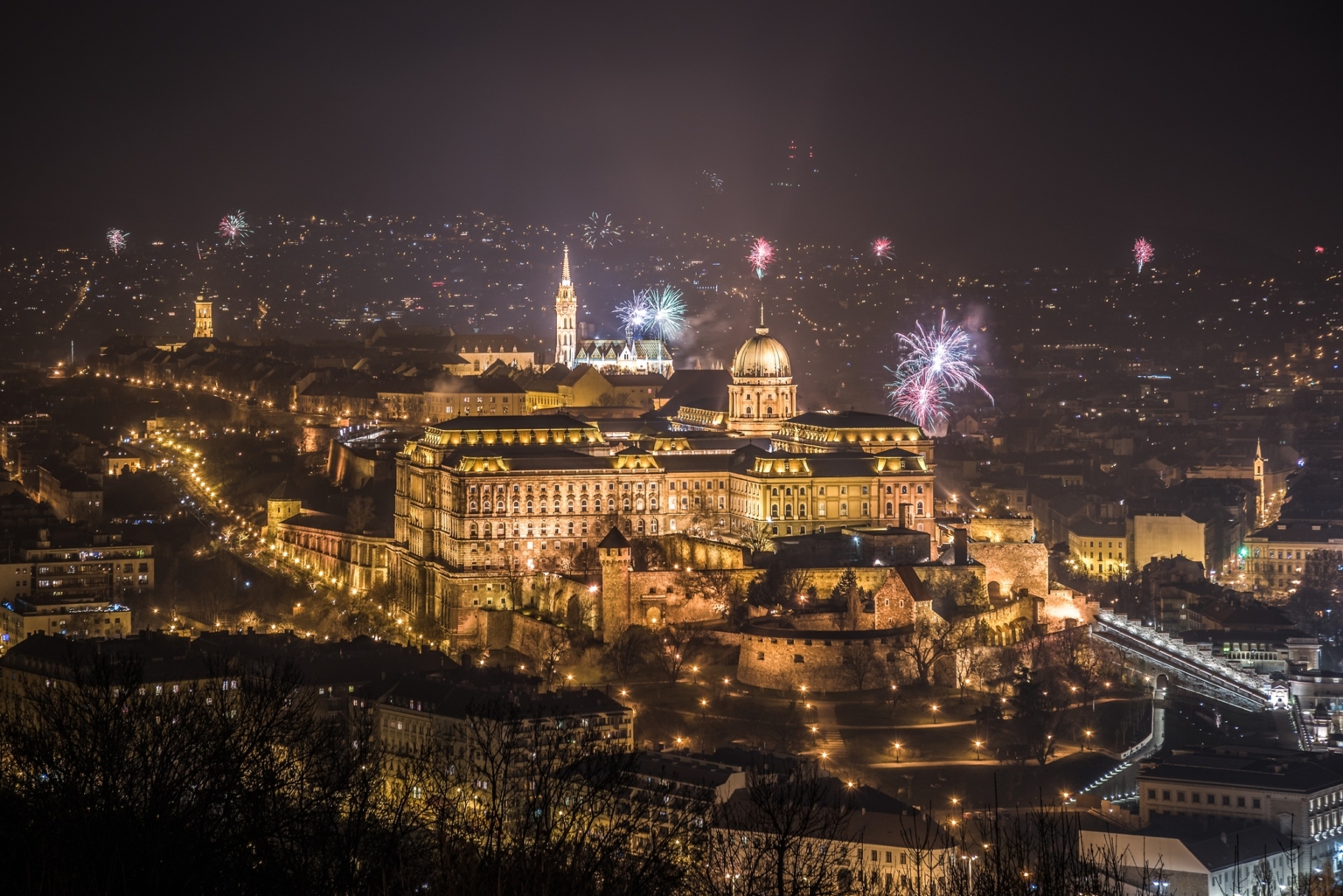 New Year Buda Castle or Royal Palace in Budapest, Hungary with ...